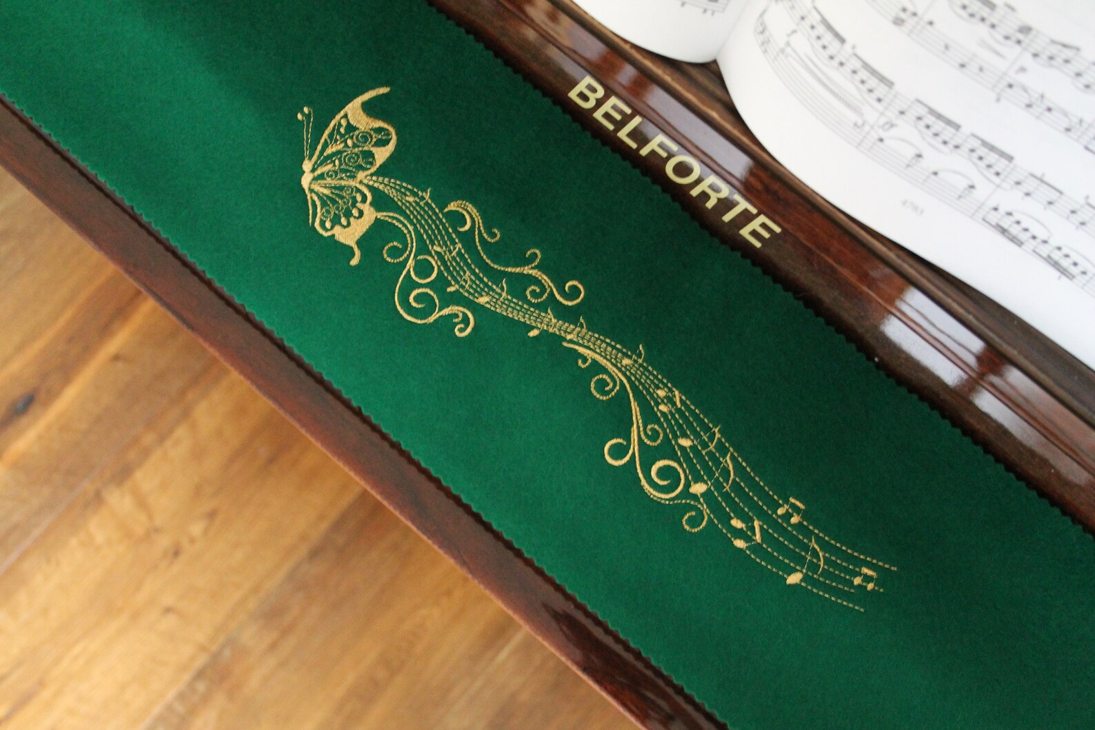 Piano Runner With Embroidery “musical Butterfly” – Elegant Felt Piano ...