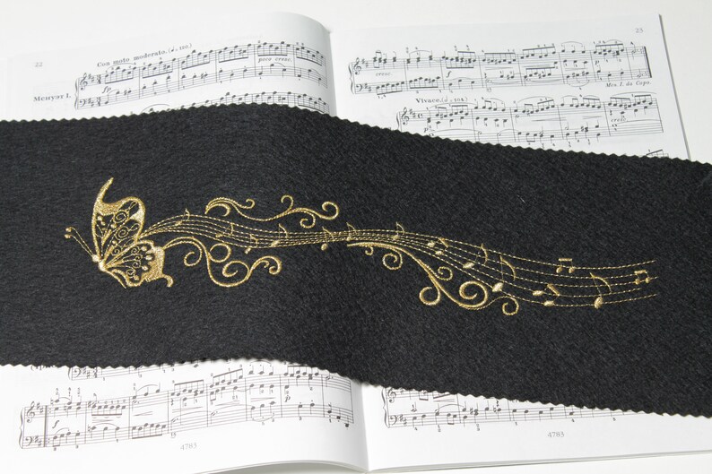 Piano Runner With Embroidery “musical Butterfly” – Elegant Felt Piano ...