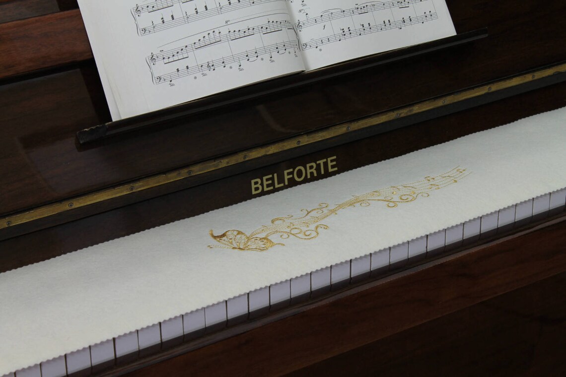 Piano Runner With Embroidery “musical Butterfly” – Elegant Felt Piano ...