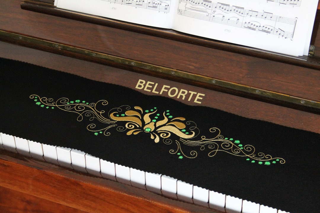 Baroque Piano Runner With Music Ornament • Embroidery on 100% Wool ...