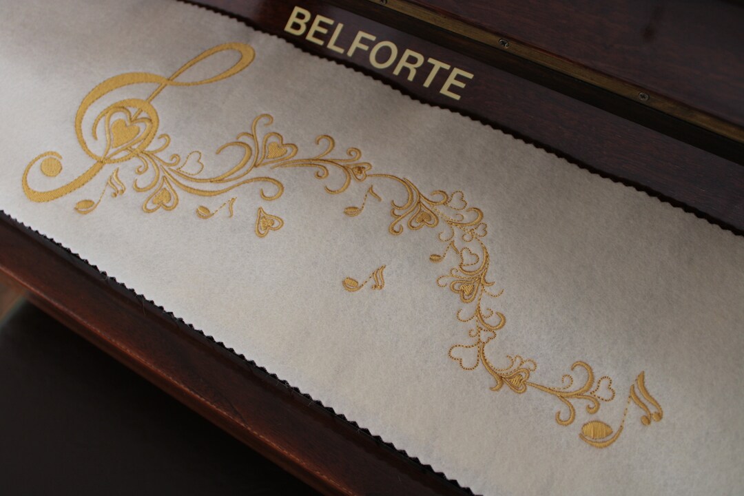 Wool Piano Runner With Music Embroidery – Table Runner for Piano, Gift ...