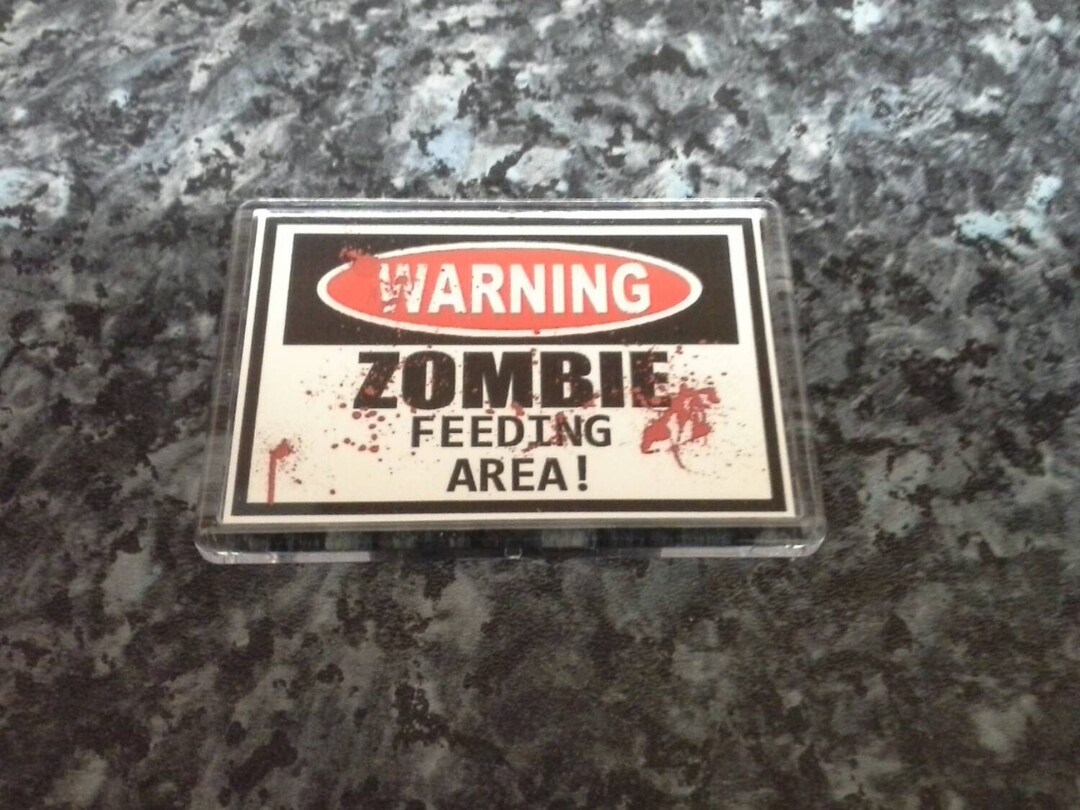 Warning Zombie Feeding Area Fridge Magnet. Horror, Humour - Etsy Canada