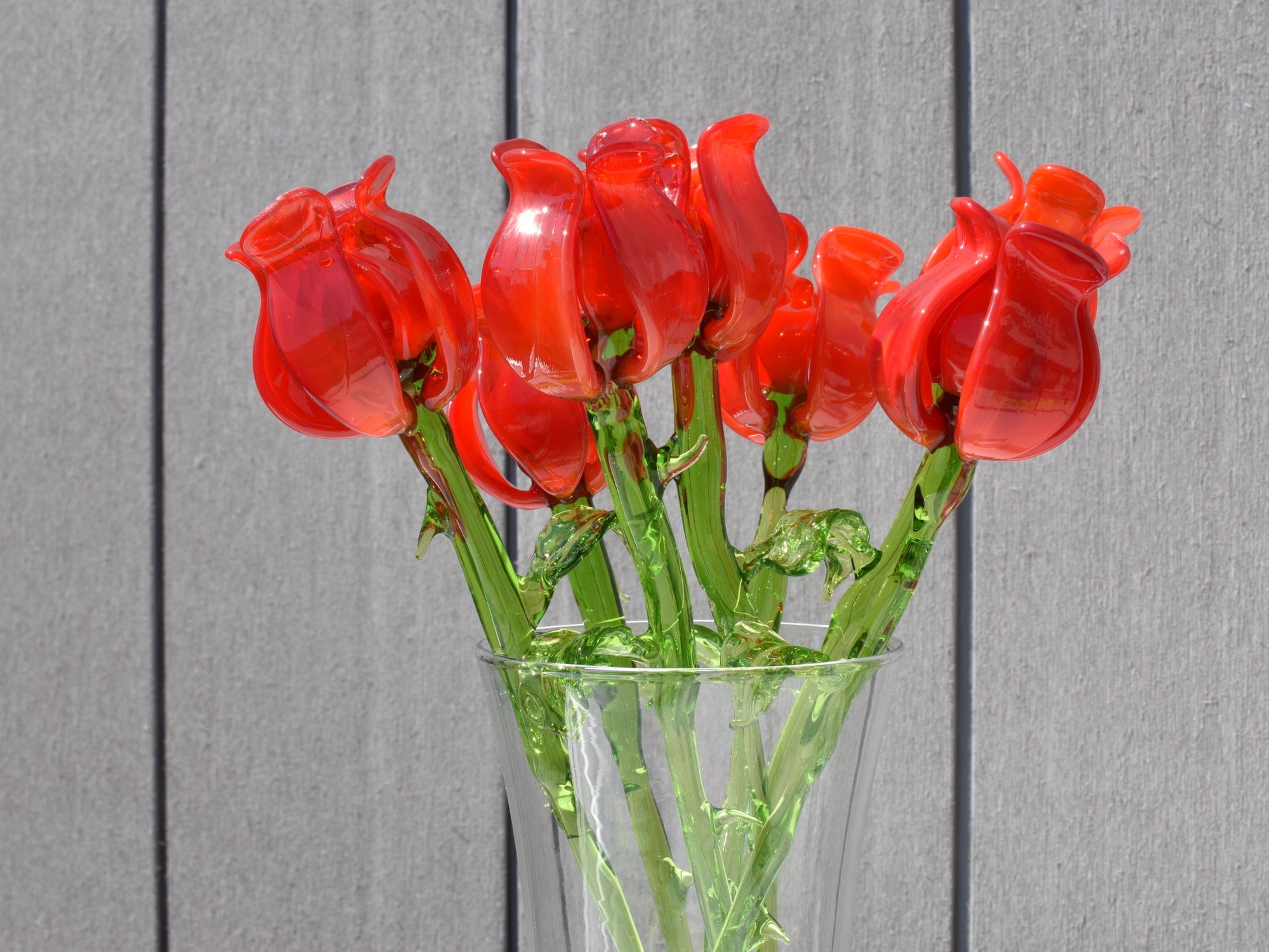 Glass Red rose flower. Excellent addition to your glass | Etsy