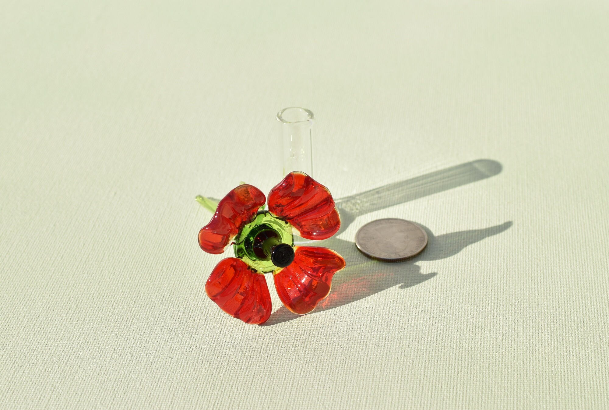 Beautiful Miniature Glass Poppy Flower in a Vase. Excellent - Etsy