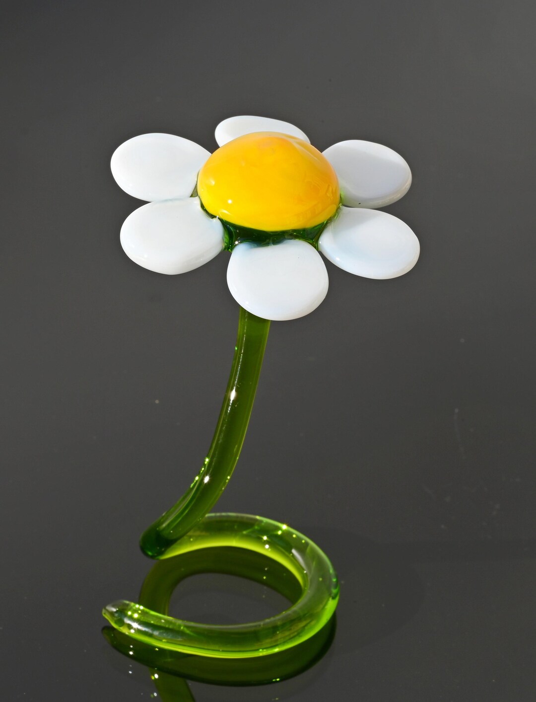 Glass Daisy Flower – Hand Blown Freestanding Sculpture – Unique Floral ...
