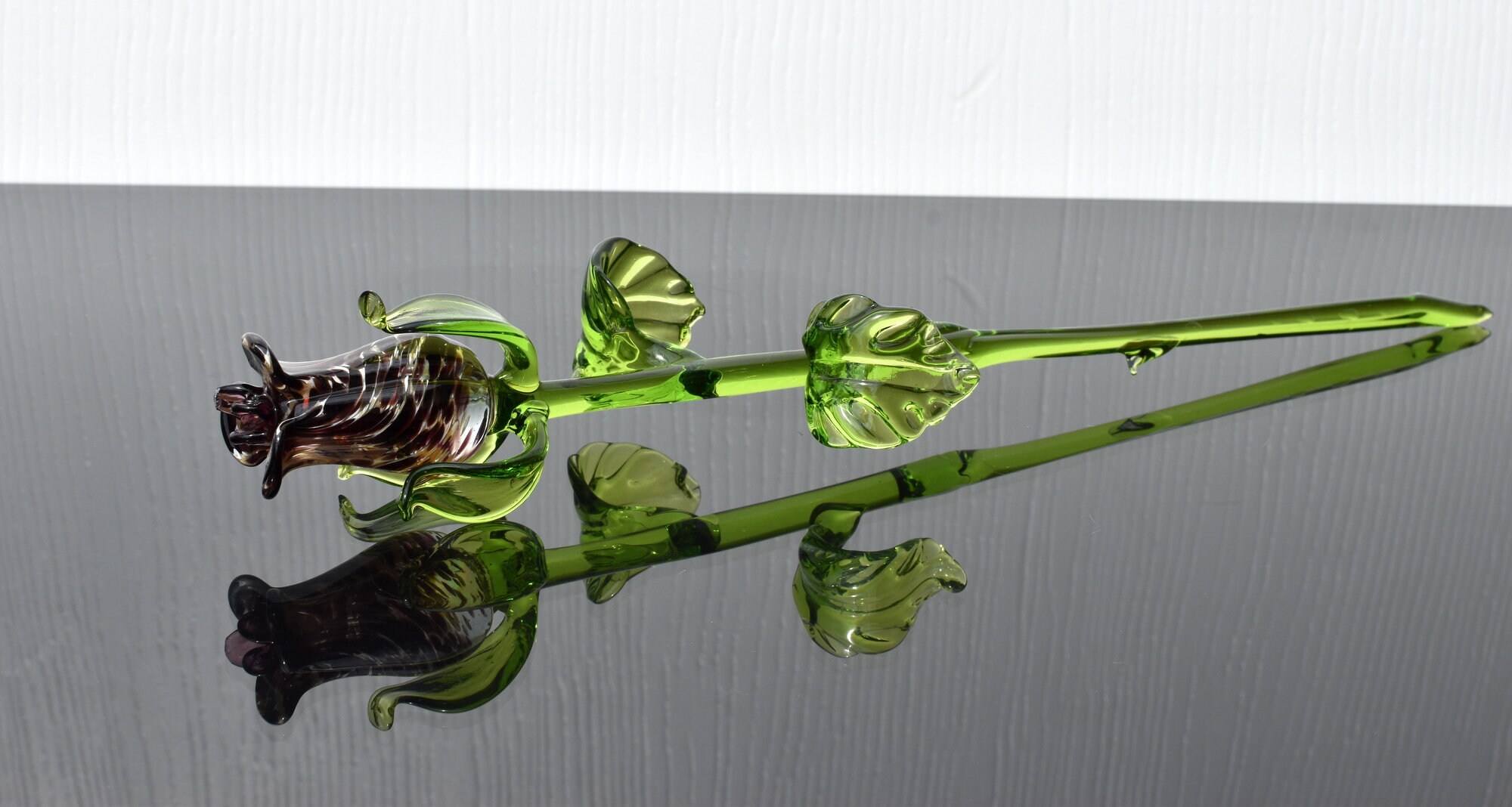 Beautiful Long Stem Purple Glass Rose With Multicolor Accent - Etsy