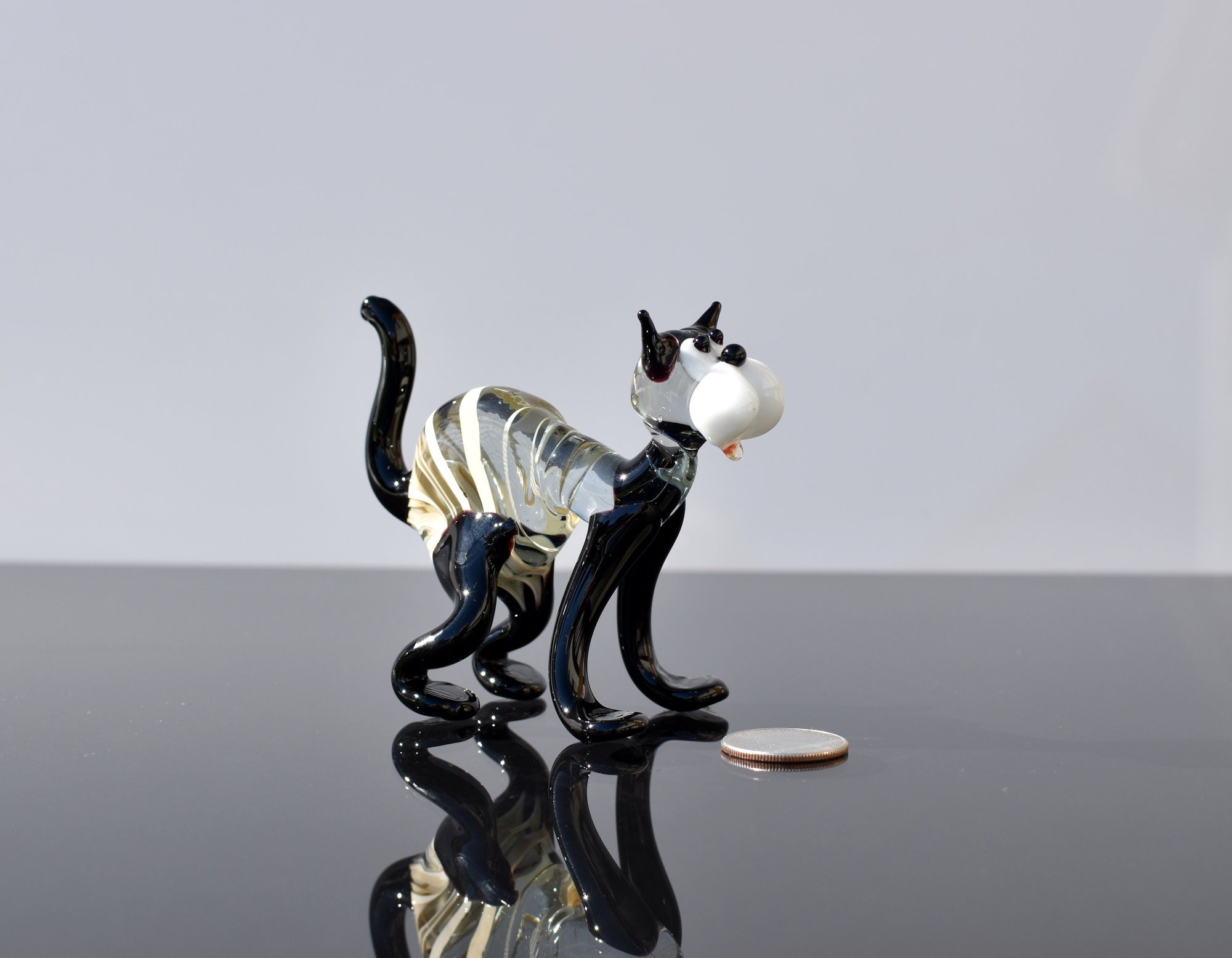 Clear-white-black Glass Cat Detailed Figurine With a Lot of - Etsy