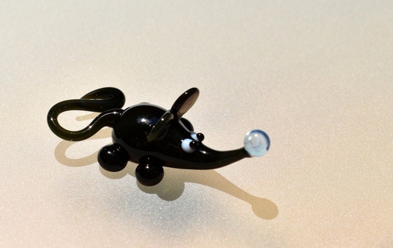 Cute Black Glass Mouse Whimsical Lamp Work Miniature - Etsy