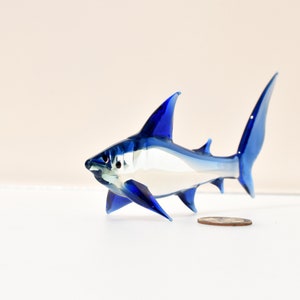 Vicious Looking Glass Blue Shark Statue. Detailed Figurine With a Lot ...