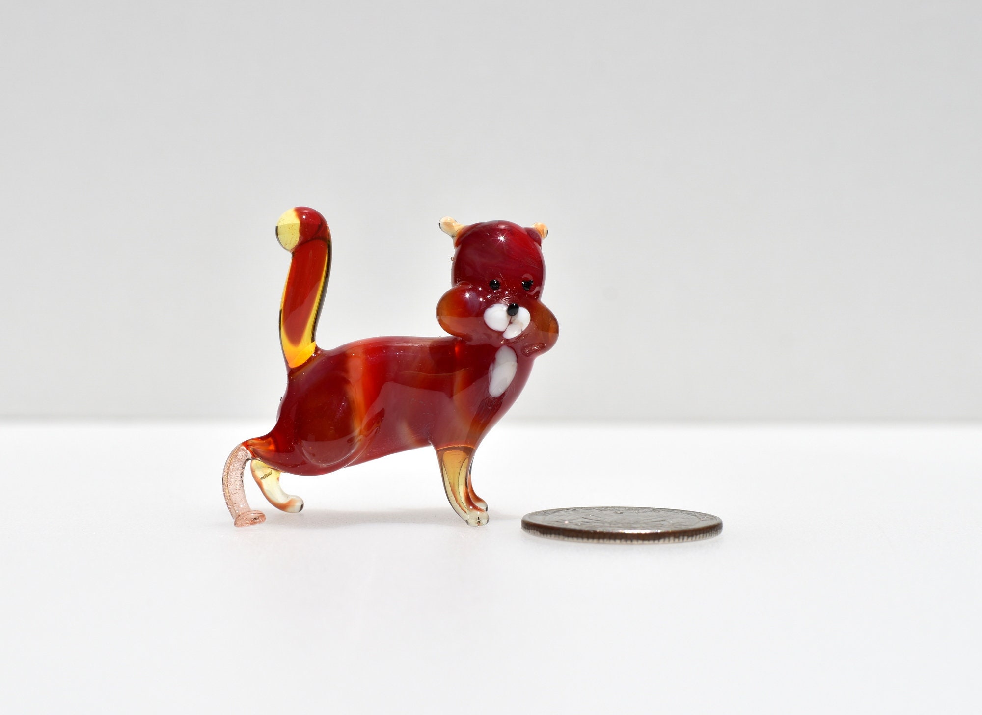 Cute Red-clear Glass Cat. Whimsical Figurine With a Lot of - Etsy