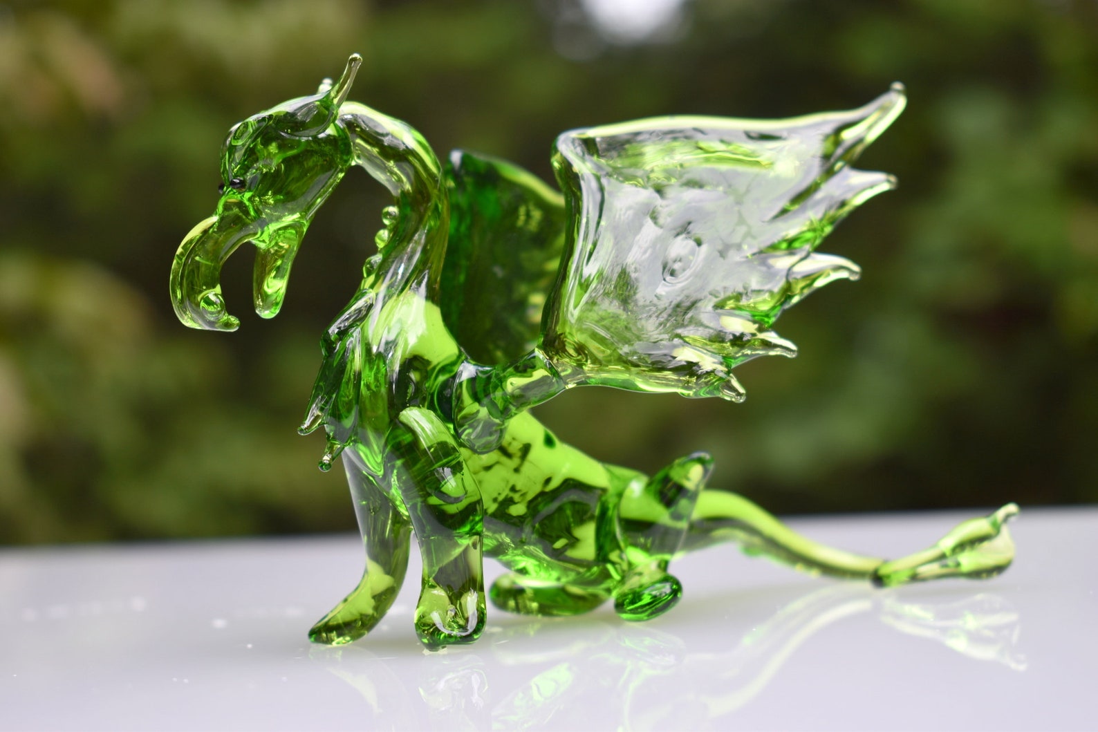 Gorgeous Glass Green Dragon. Detailed figurine with a lot of | Etsy