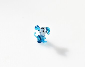 Cute Tiny Light Blue Glass Dog. Whimsical Figurine With a Lot - Etsy