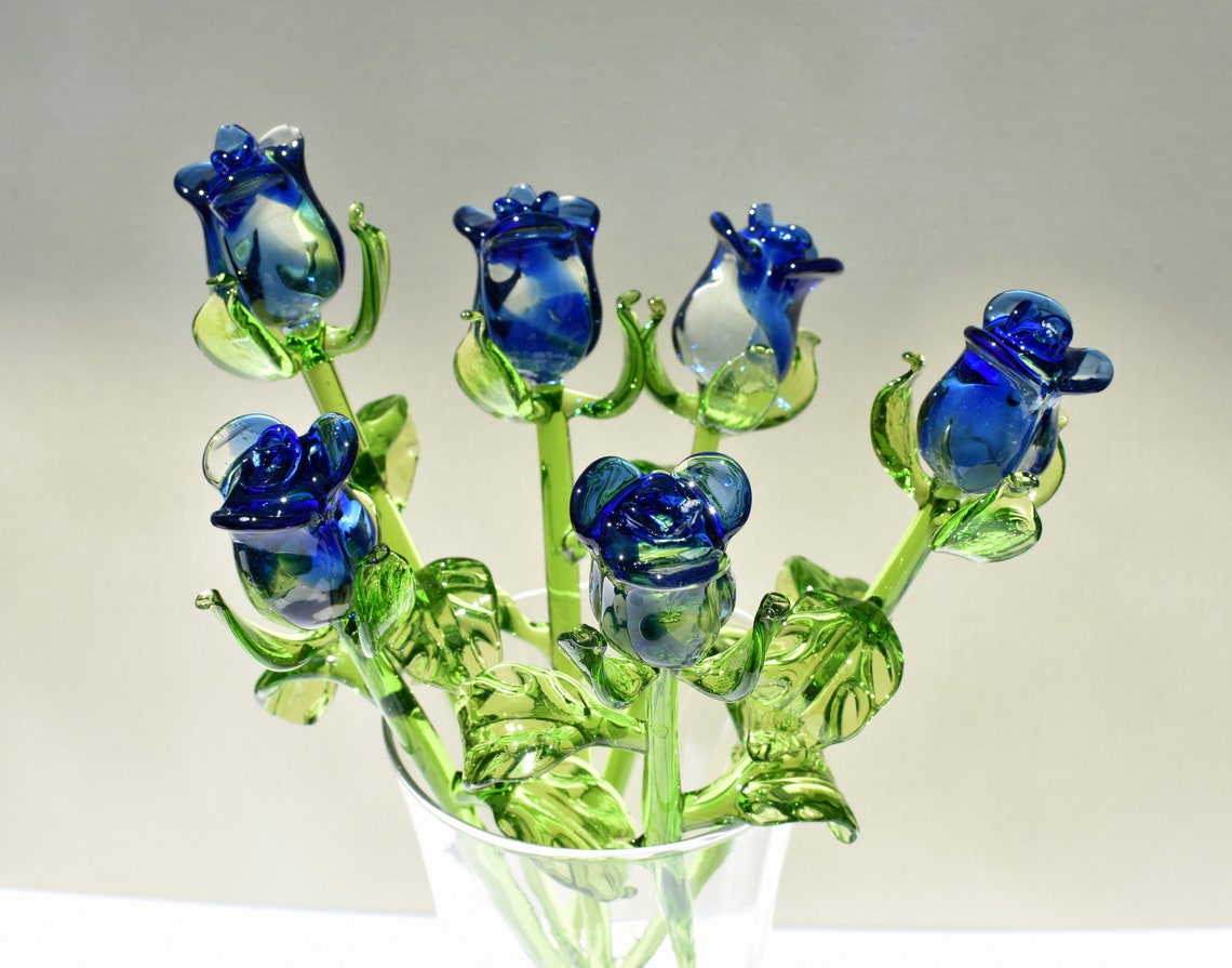 Beautiful Blue Glass Rose Flower. Excellent Addition to Your - Etsy