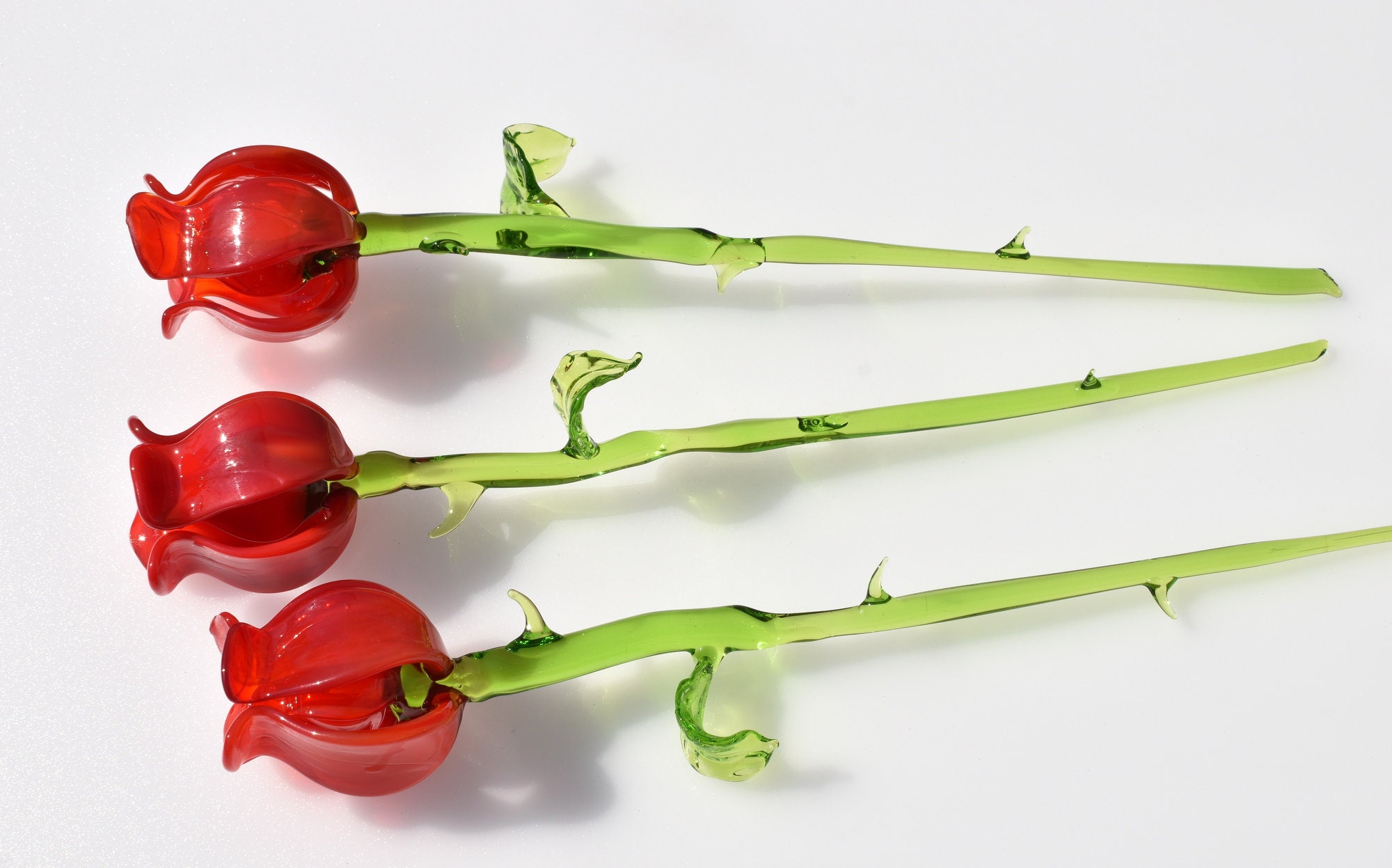 Glass Red rose flower. Excellent addition to your glass | Etsy