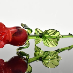 Beautiful Red Glass Rose Flower. Excellent Addition to Your Glass ...