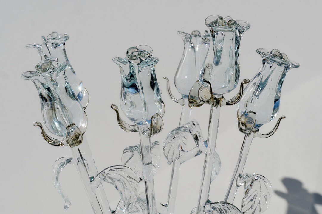 Gorgeous Clear Long-stem Glass Rose Flower. Excellent Addition to Your ...