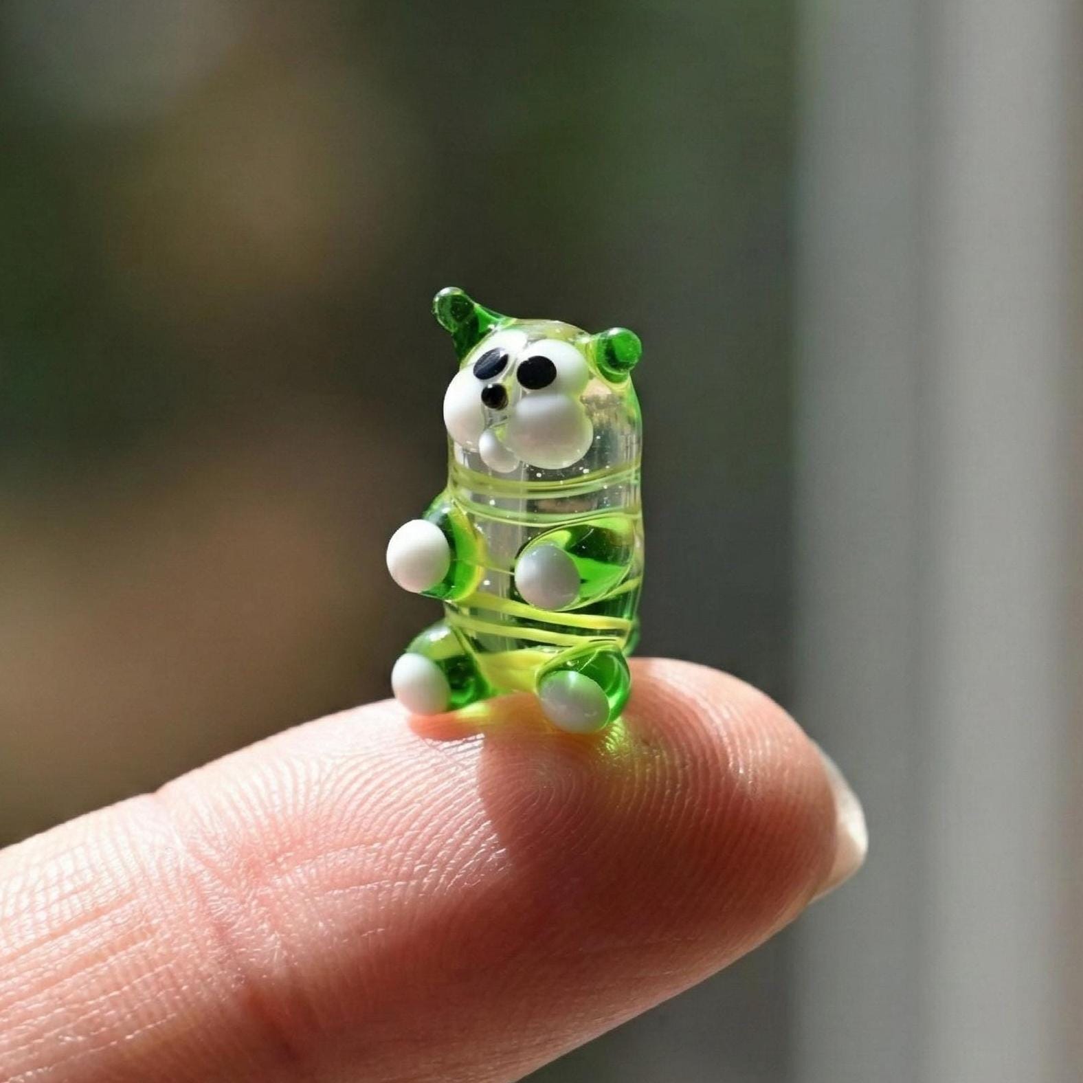 Green Glass Cat Figurine, Cat Figure, Glass Cat, Cat Art, Mini Glass ...