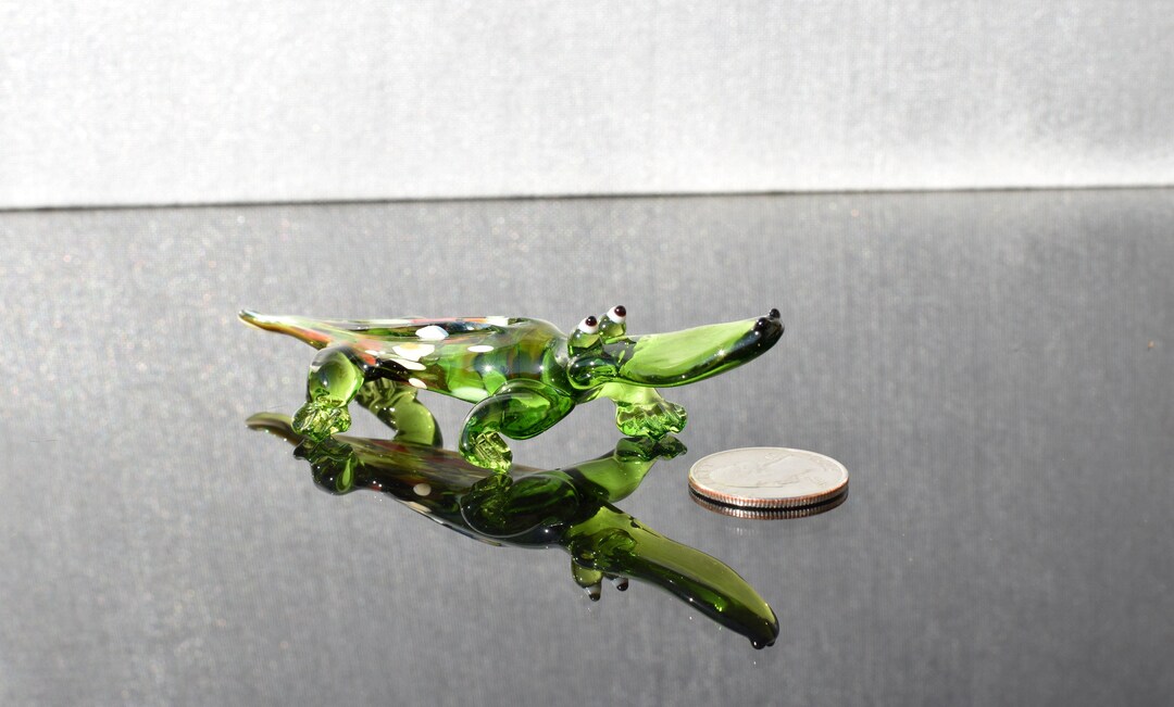 Handmade Glass Alligator Figurine: Whimsical Art Glass Sculpture - Etsy