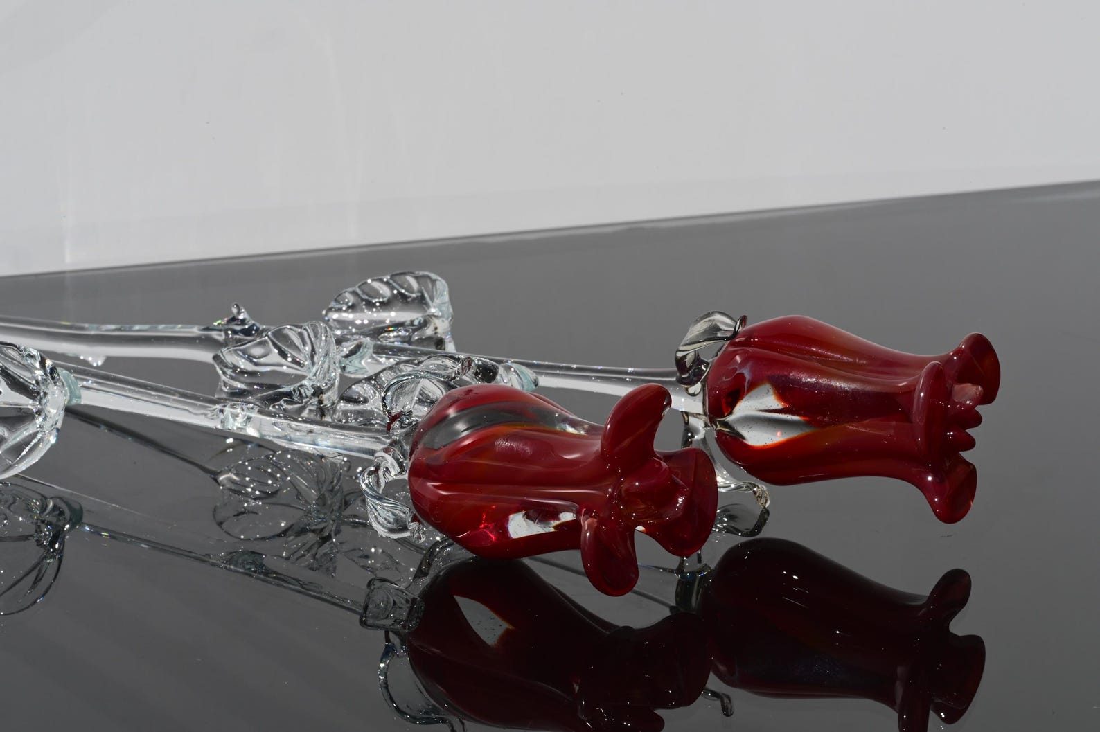 Handmade Red Glass Rose: Long Stem Flower Sculpture, Flame Work Art - Etsy