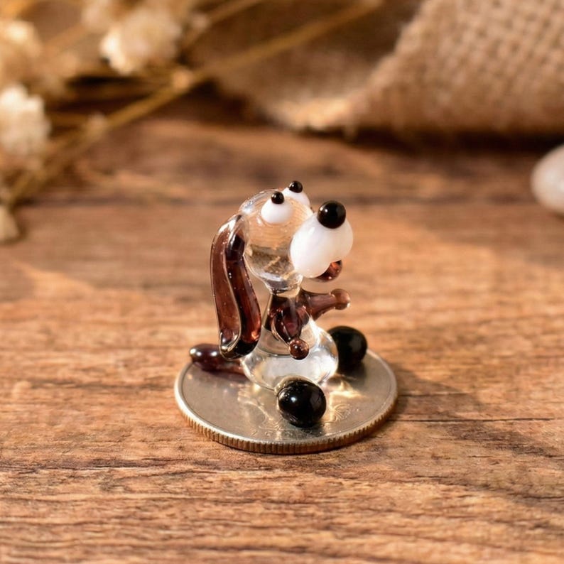 Glass Dog Figurine, Beagle Art, Tiny Glass Animals, Beagle Puppy ...