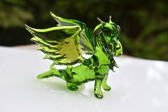 Gorgeous Glass Green Dragon. Detailed figurine with a lot of | Etsy