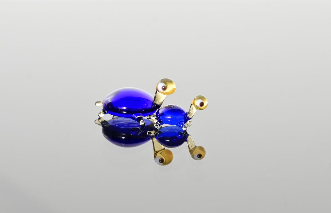 Blue Glass Turtle Figurines - Tiny Glass Animals - Blown Glass Turtle ...