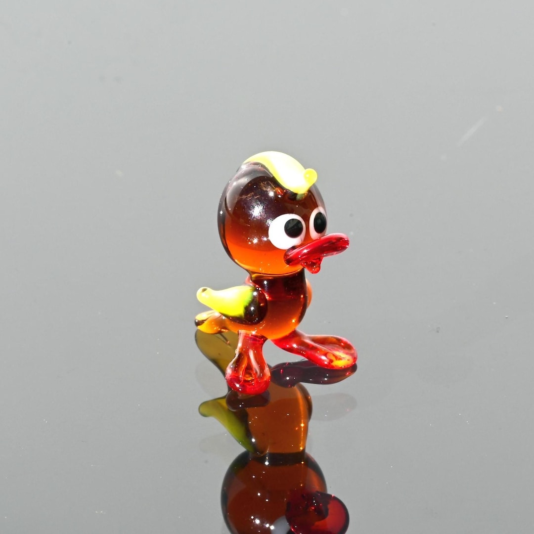 Mini Glass Duck - Mini Duck - Hand Blown Glass Animals - Tiny Miniature ...