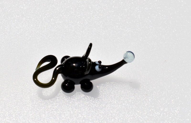 Cute Black Glass Mouse Whimsical Lamp Work Miniature | Etsy