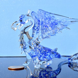Gorgeous Glass Transparent Blue Dragon With Wings. Superior ...
