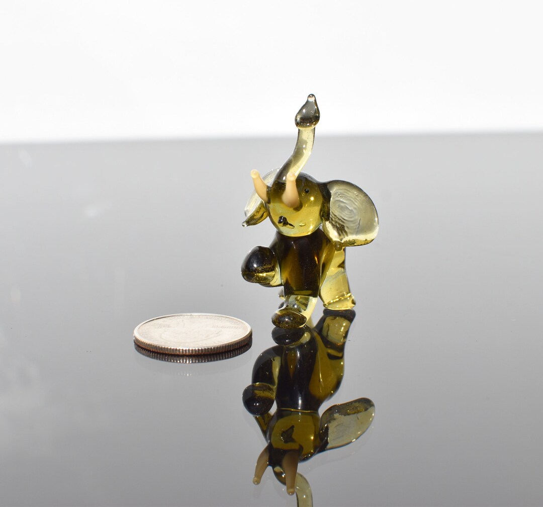 Cute Glass Elephant With Tasks. Whimsical Figurine, Lot of Character ...