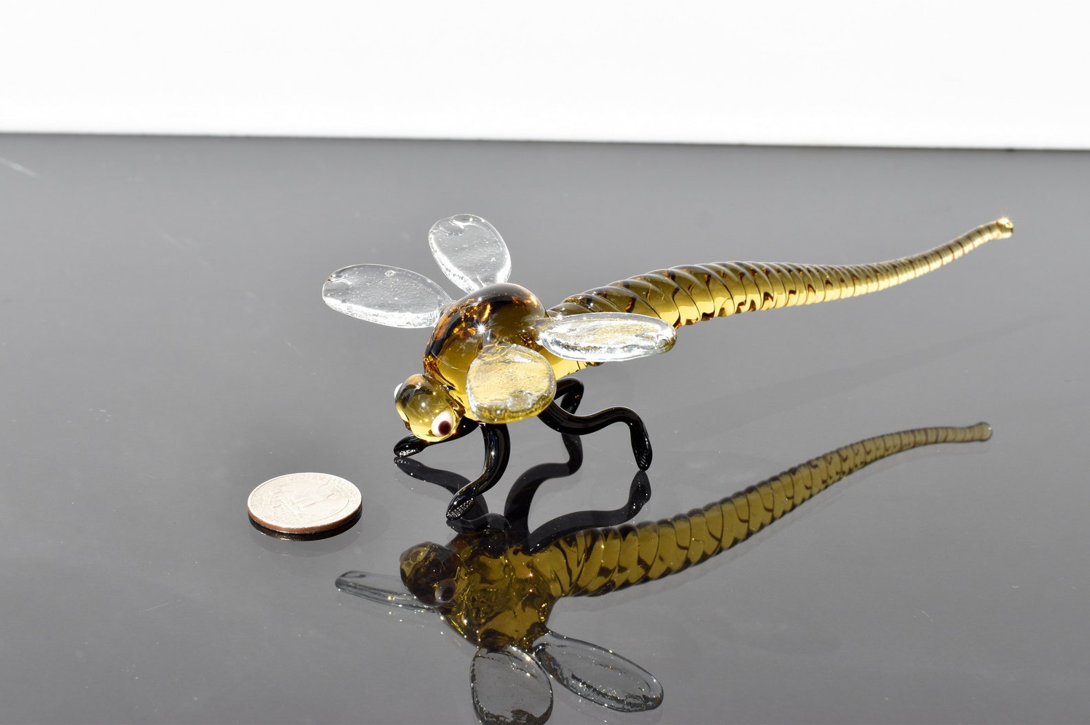 Amber Color Glass Texture Tail Dragonfly. Unique Glass Insect - Etsy