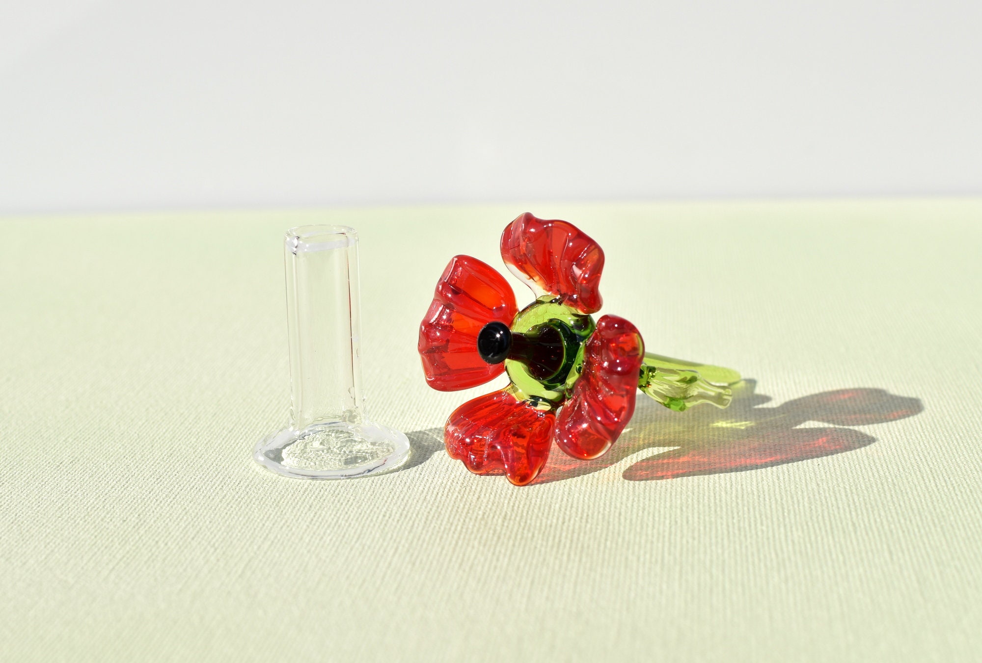 Beautiful Miniature Glass Poppy Flower in a Vase. Excellent - Etsy
