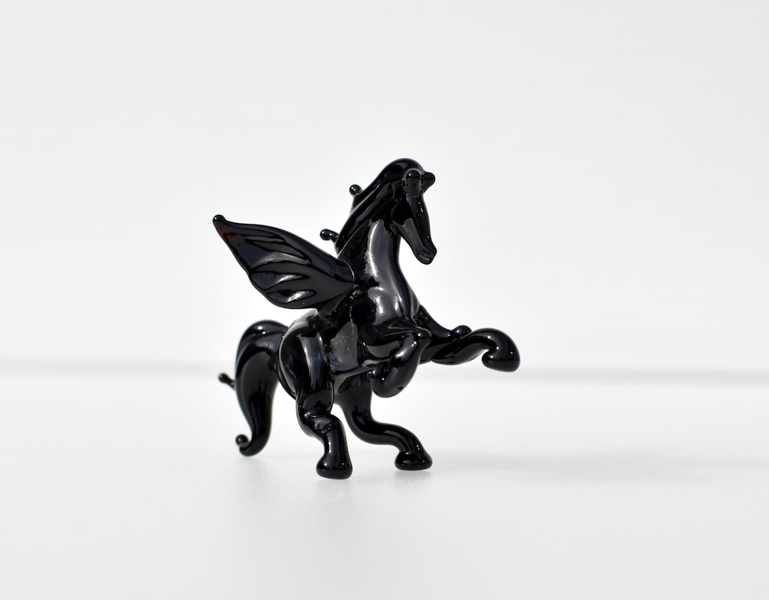 Gorgeous Black Glass Pegasus. Unique Addition to Your Mystical ...