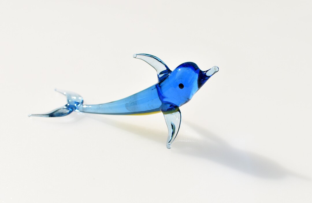 Elegant Glass Blue Dolphin, Whimsical, Lamp Work Character From Glass ...