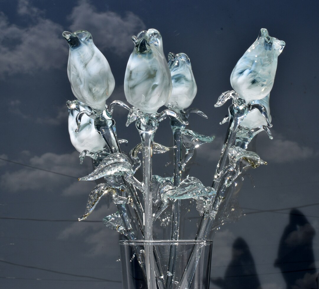 Beautiful White-clear Long Stem Glass Rose Flower. Excellent Addition ...