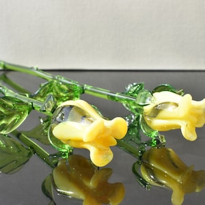Beautiful Yellow Glass Long Stem Rose Flower. Excellent Addition to ...