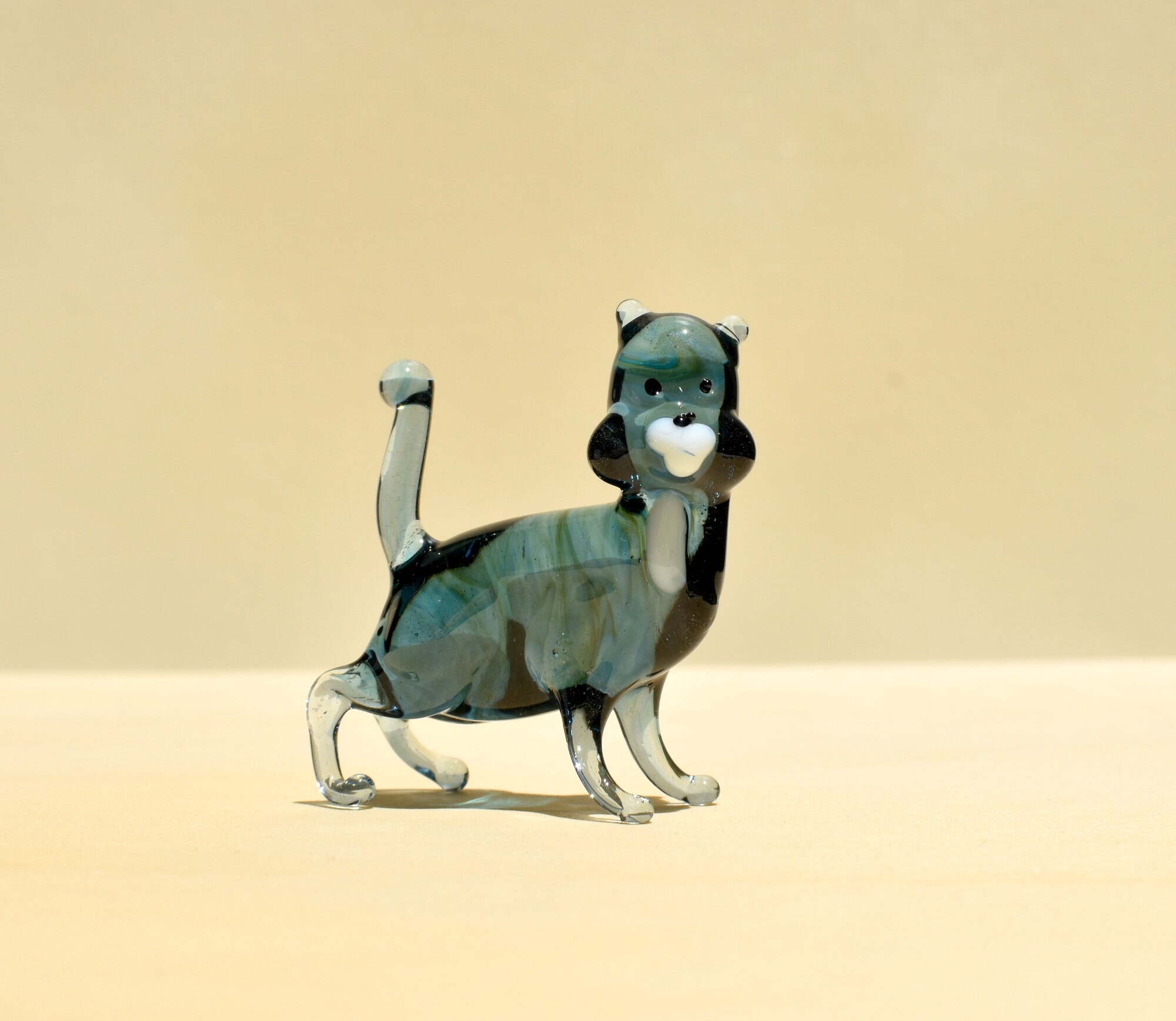 Cute Blue-clear Glass Cat. Whimsical Figurine With a Lot of - Etsy