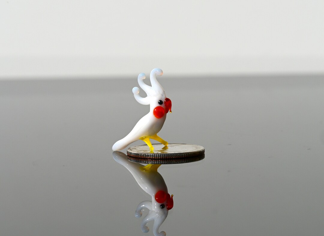 Cute Miniature Glass Cockatiel Parrot. Whimsical Figurine With a Lot of ...