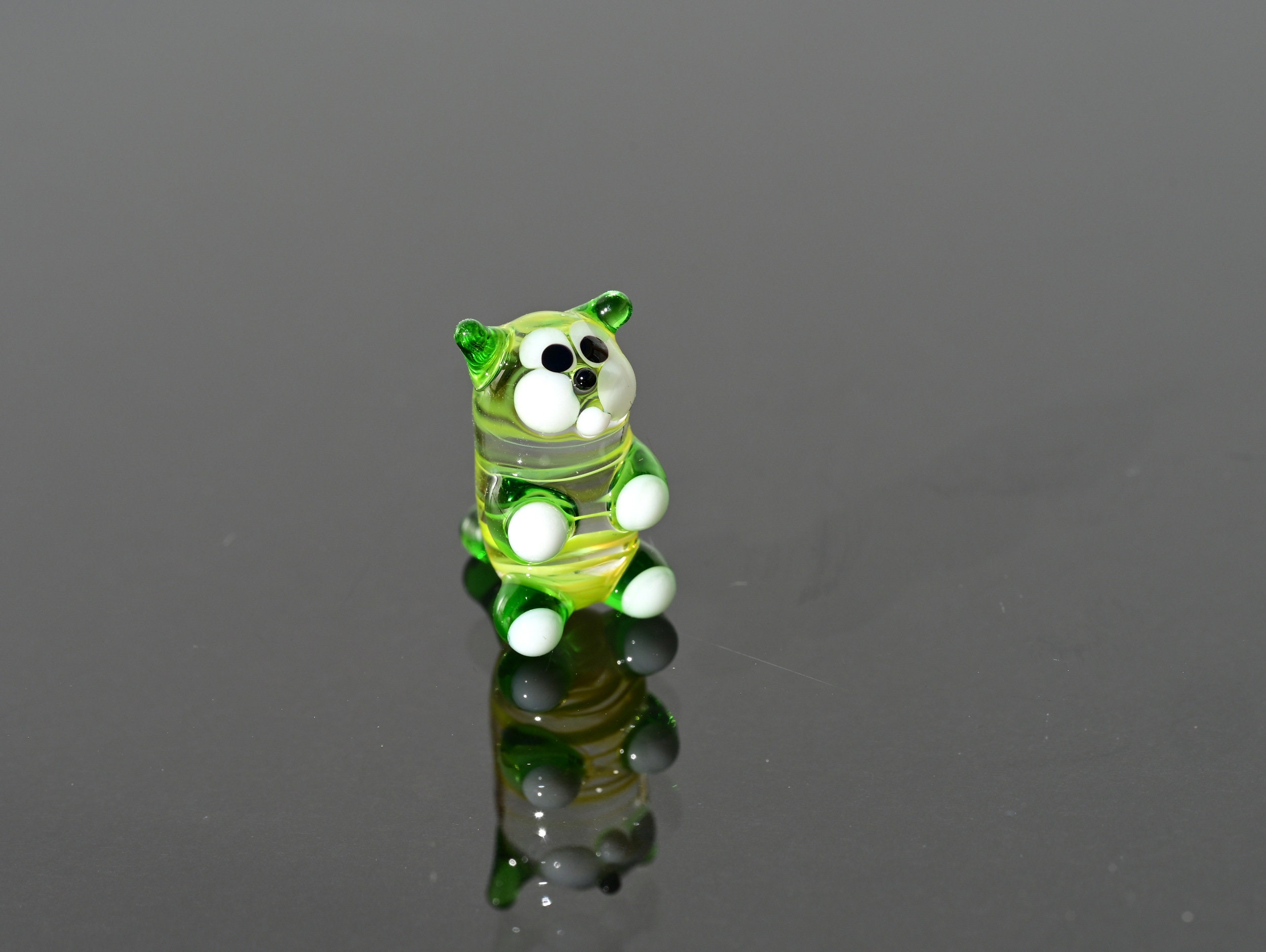 Green Glass Cat Figurine, Cat Figure, Glass Cat, Cat Art, Mini Glass ...