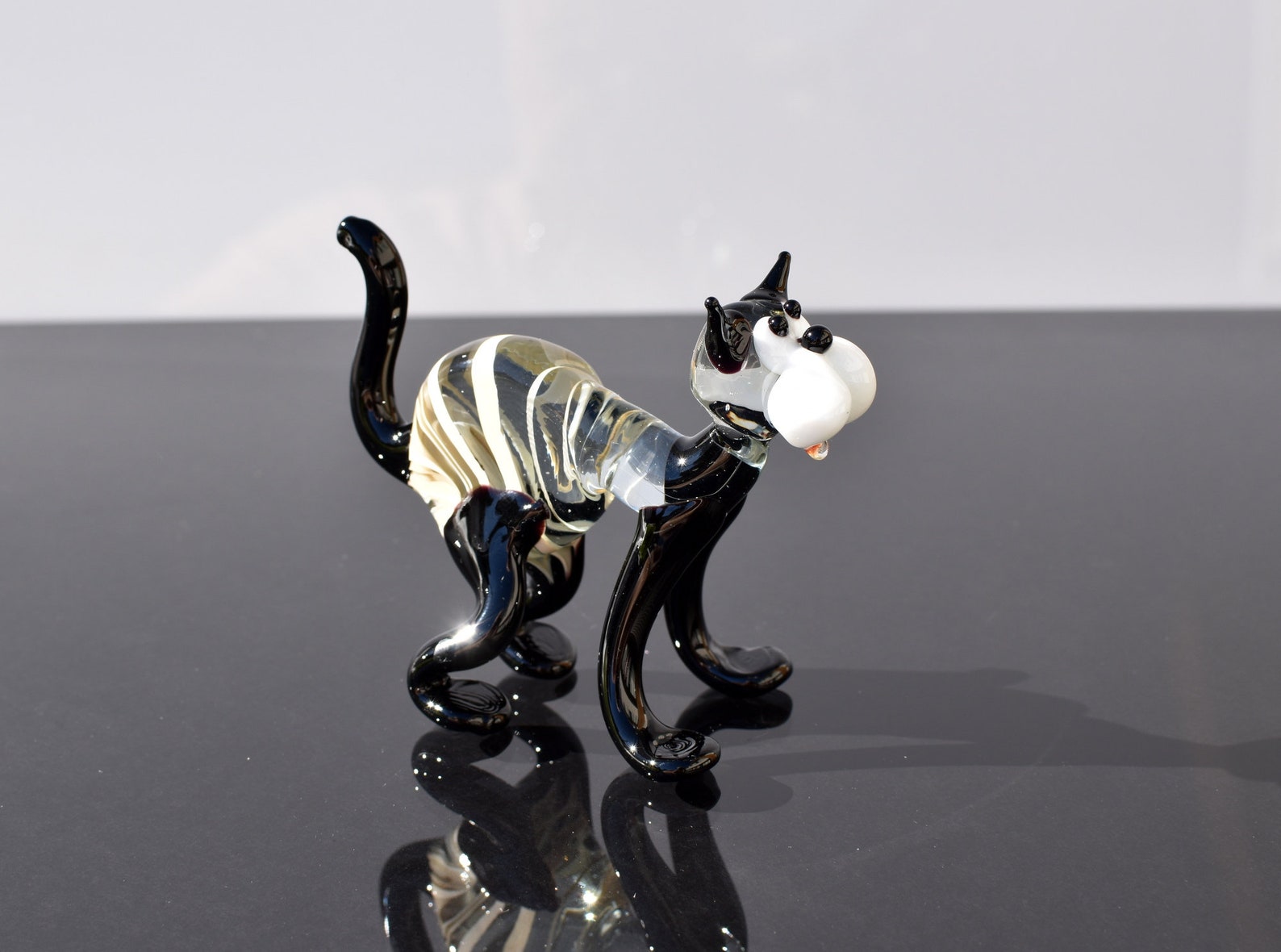 Clear-white-black Glass Cat Detailed Figurine With a Lot of | Etsy