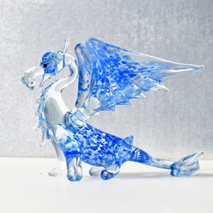 Gorgeous Glass Transparent Blue Dragon With Wings. Superior ...