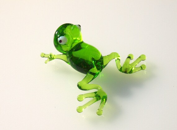 Cute Glass green frog. Whimsical figurine with a lot of | Etsy