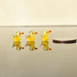 Word's Smallest Family of Cute Glass Yellow Ducks, Whimsical Character ...