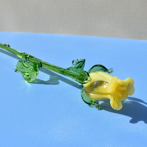 Beautiful Yellow Glass Long Stem Rose Flower. Excellent Addition to ...