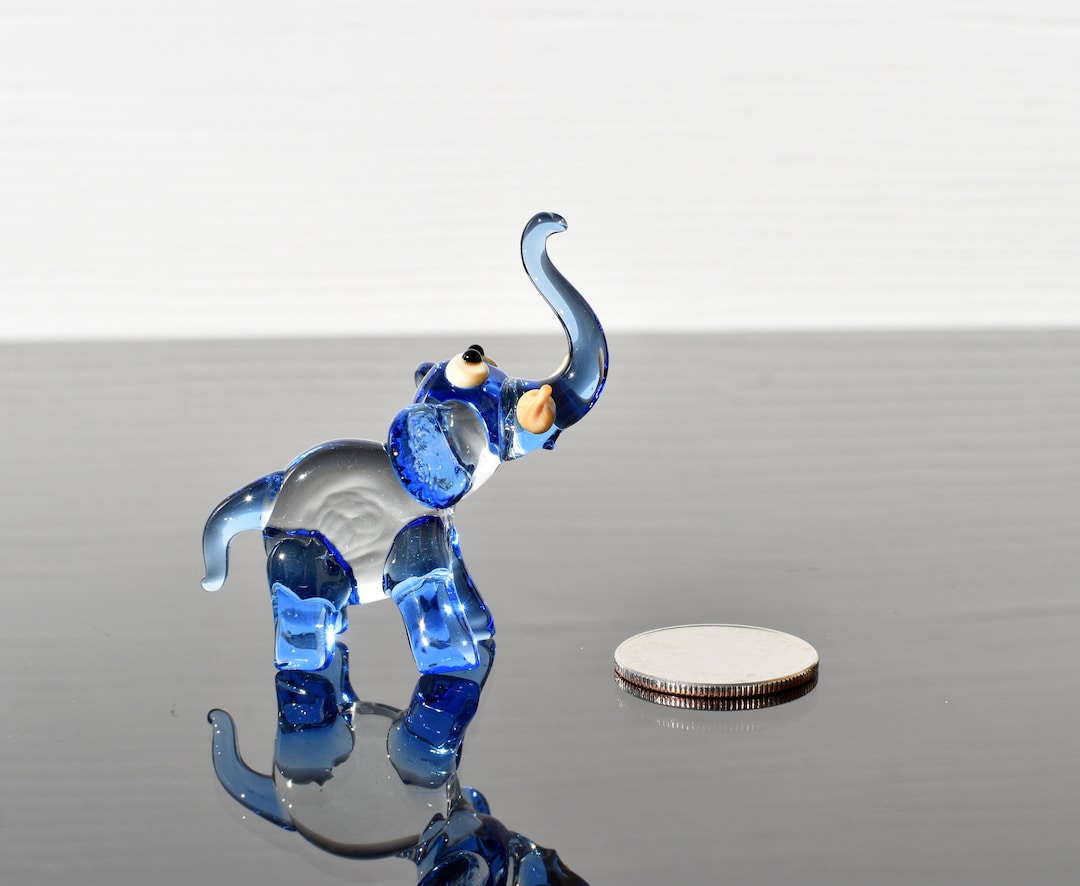 Cute Glass Blue Elephant. Detailed Figurine With a Lot of Personality ...