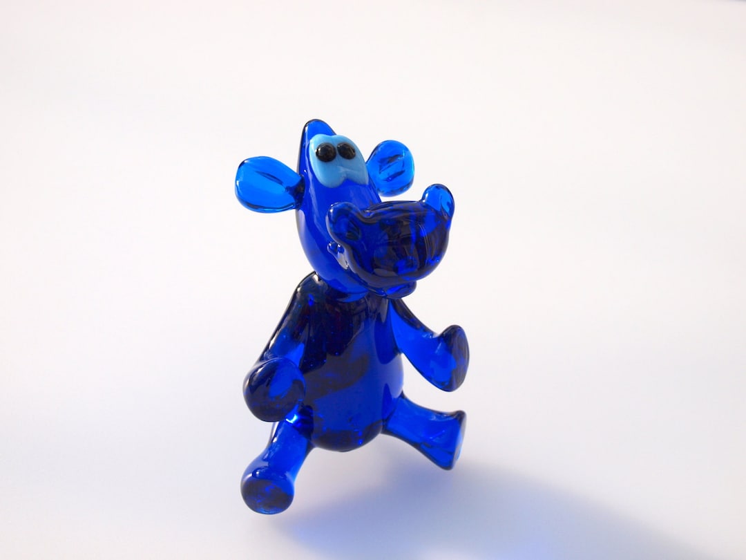 Glass Cobalt Blue Baby Hippo. Whimsical Figurine With a Lot of ...