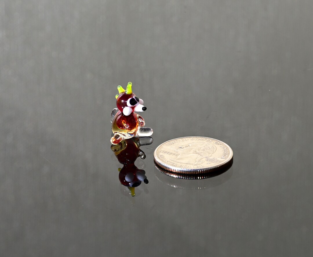 Words Smallest Cute Glass Miniature Green Dragon Whimsical - Etsy