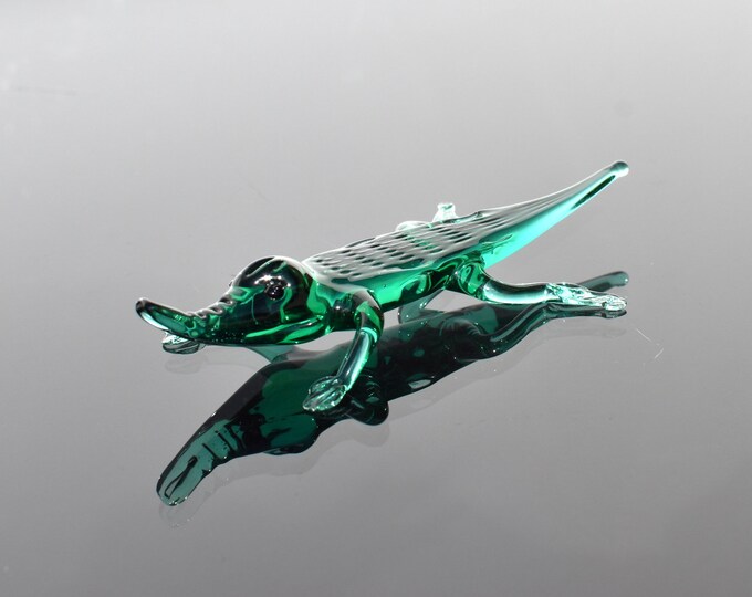 Green Glass Alligator. Whimsical Figurine With a Lot of Character and ...