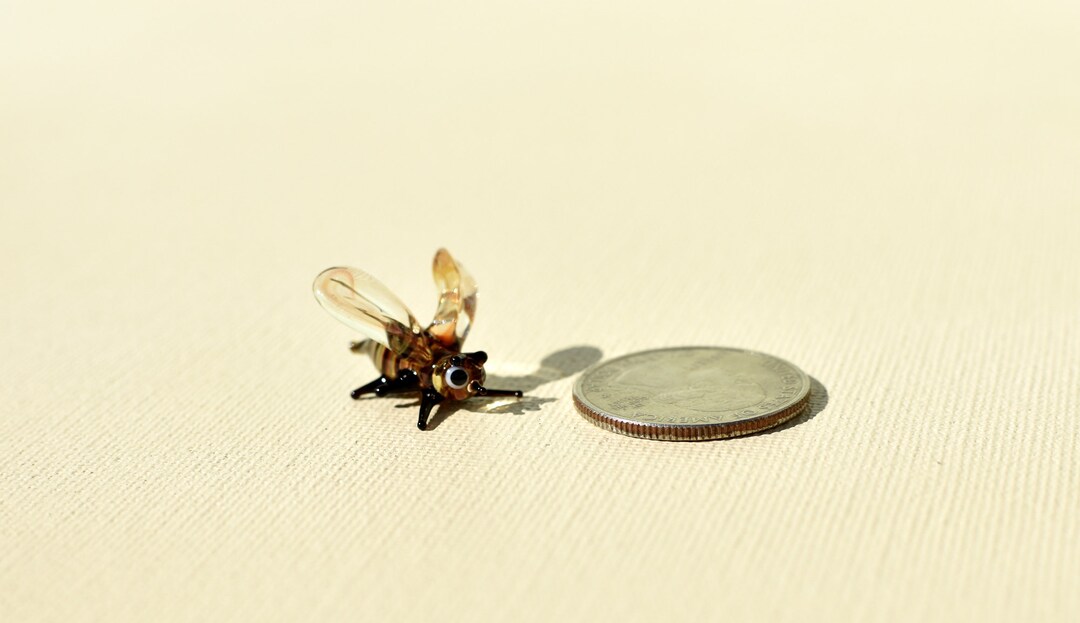Tiny Glass Honey Bee Figurine: Miniature Insect Sculpture - Etsy