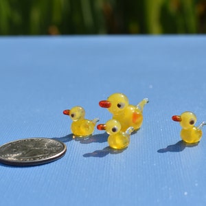 Word's Smallest Family of Cute Glass Yellow Ducks, Whimsical Character ...